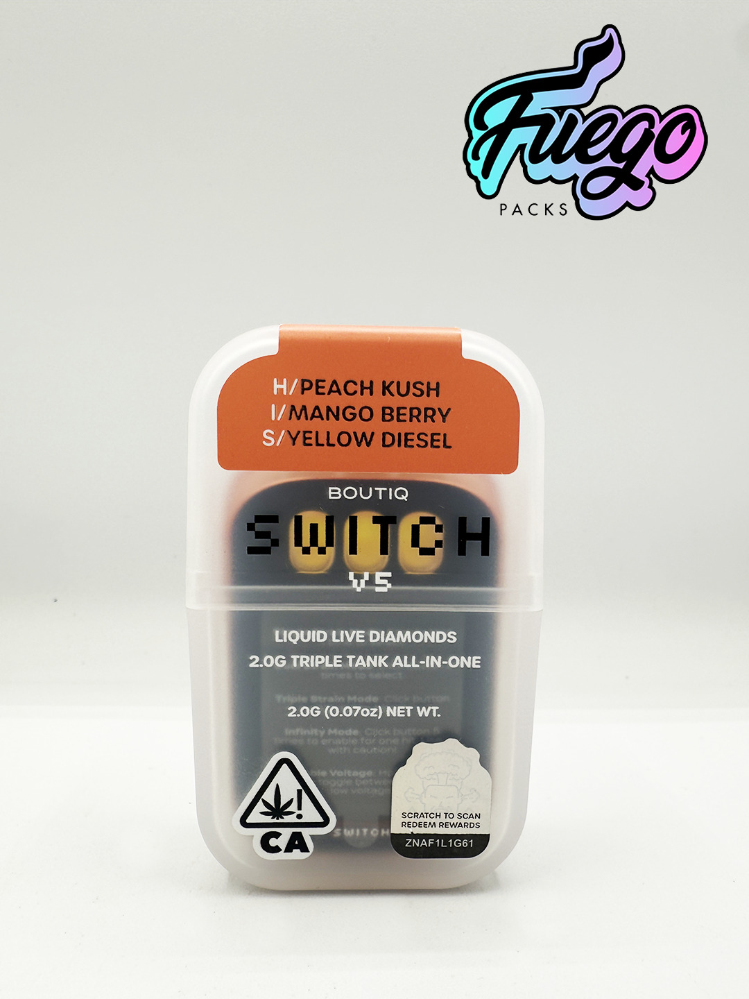 Boutiq Switch V5(3 flavors) 2G Disposable - Fuego Packs Miami Weed